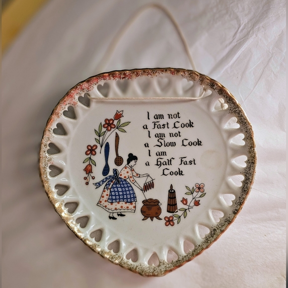 Wall Decor | Vintage Heart Plate I Am A Half Fast Cook Reticulated ...